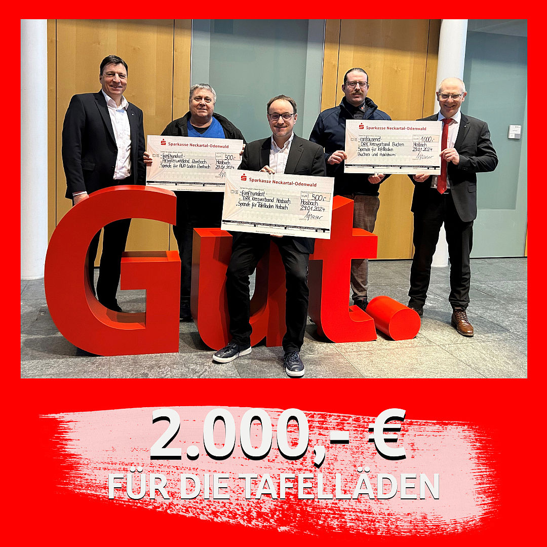 Spende der Sparkasse für Tafelläden - Kreisverband Buchen e.V.